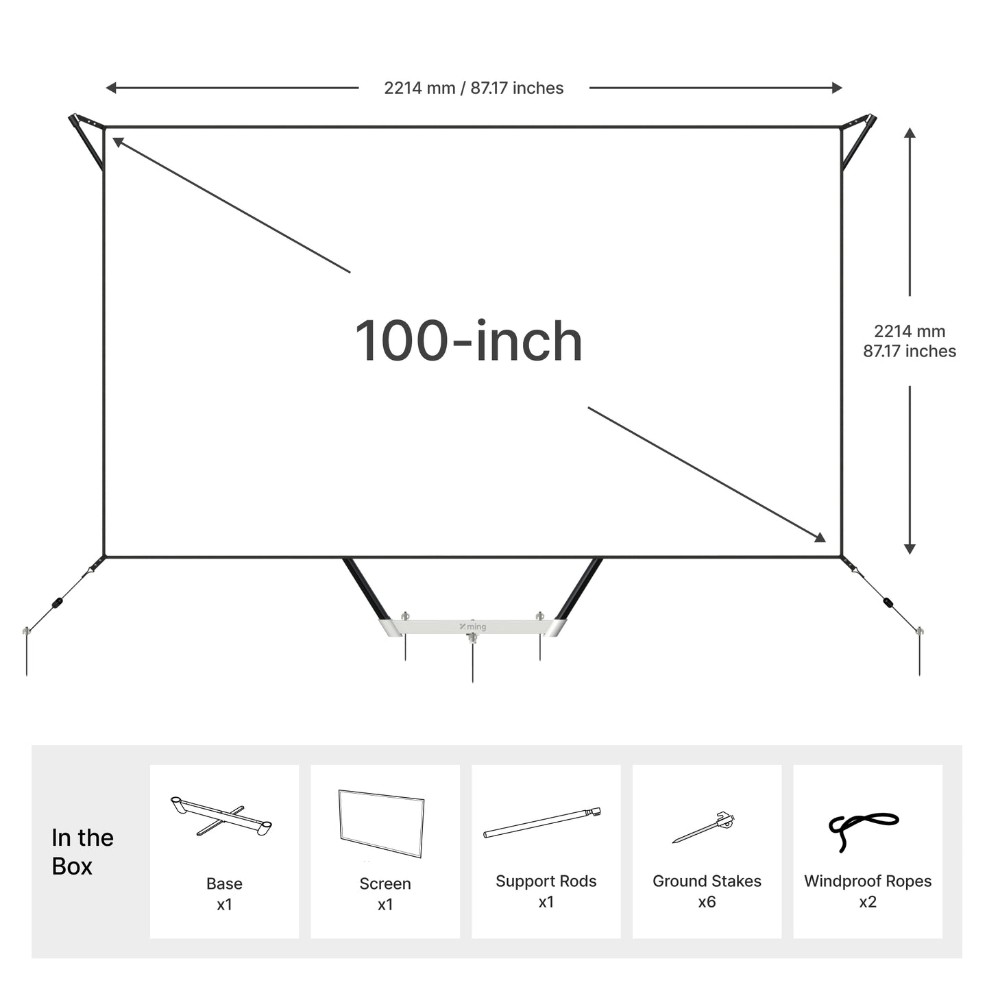 Xming Portable Outdoor Foldable 100-inch Screen Perfect for Outdoor Mo ...